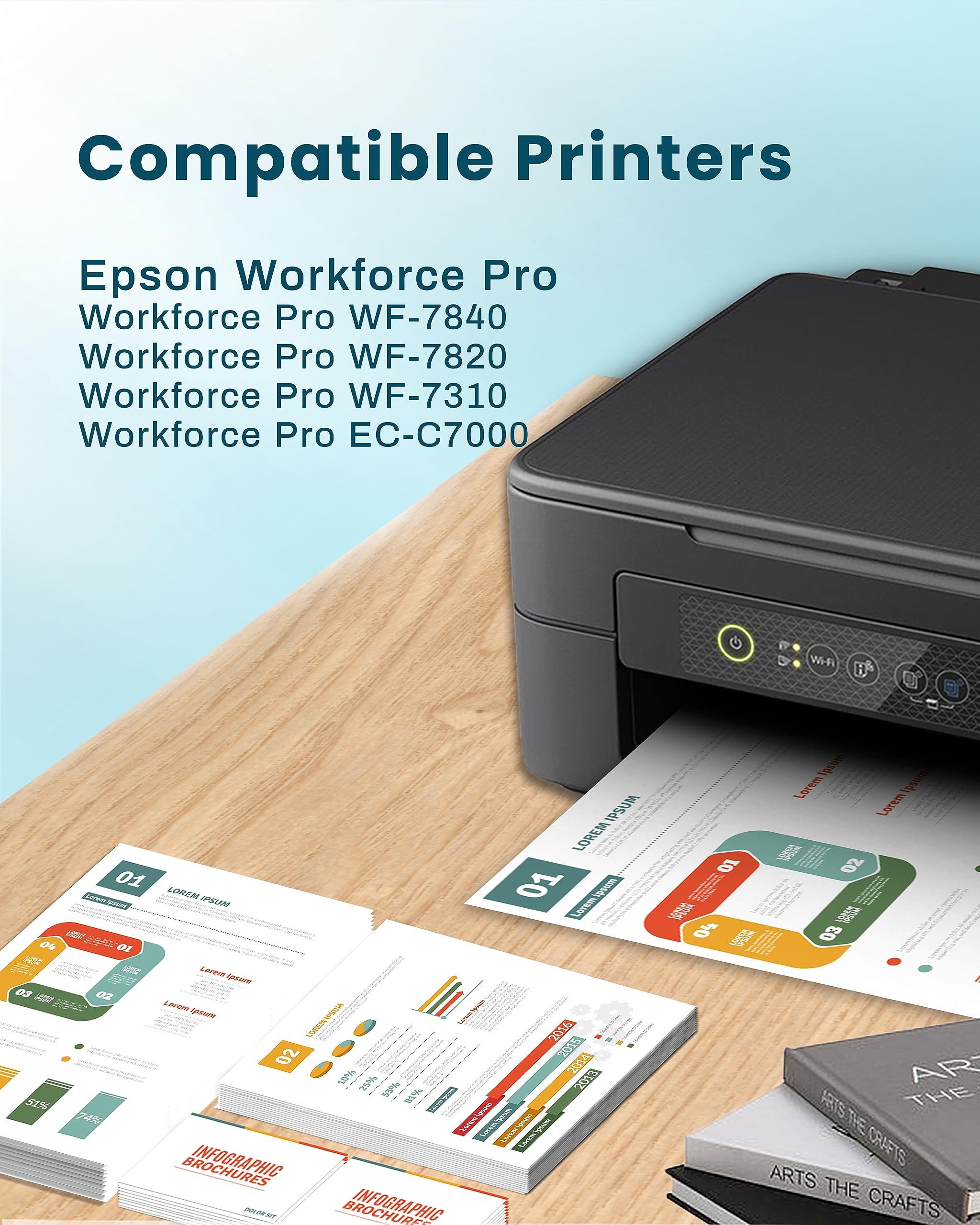 812XL Ink Cartridges Combo Pack Remanufactured Replacement for Epson 812 XL Ink Cartridges [Upgrade Firmware] for Workforce Pro WF-7840 WF-7820 WF-7310 EC-C7000 Printer (Black Cyan Magenta Yellow)