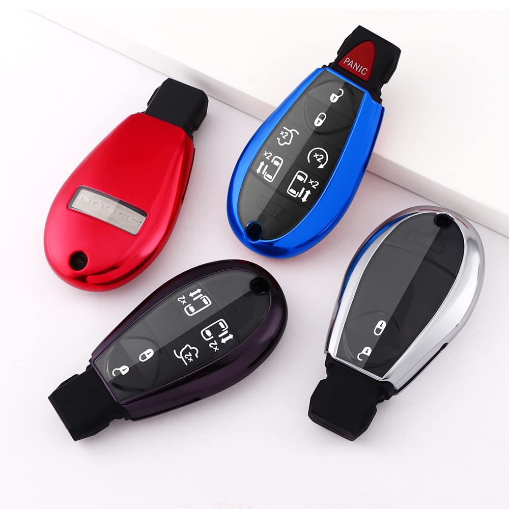 Horande TPU Protector Key Fob Cover Case fit for Dodge Ram 1500 2500 3500 Charger Challenger Durango Grand Caravan Journey Chrysler Town and Country Keyless Entry Key Fob (Blue)