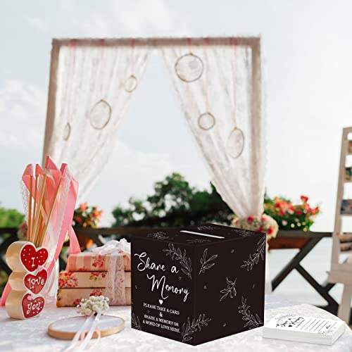 Pajean 50 Pcs Greenery Share a Memory Cards for Collections of Life, Memory Cards Box Guest Card Ideas for Funeral Graduation