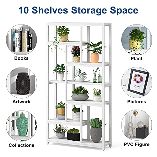 LITTLE TREE 78.7” Tall Bookshelf Industrial Bookcase for Living Room Home Office,White