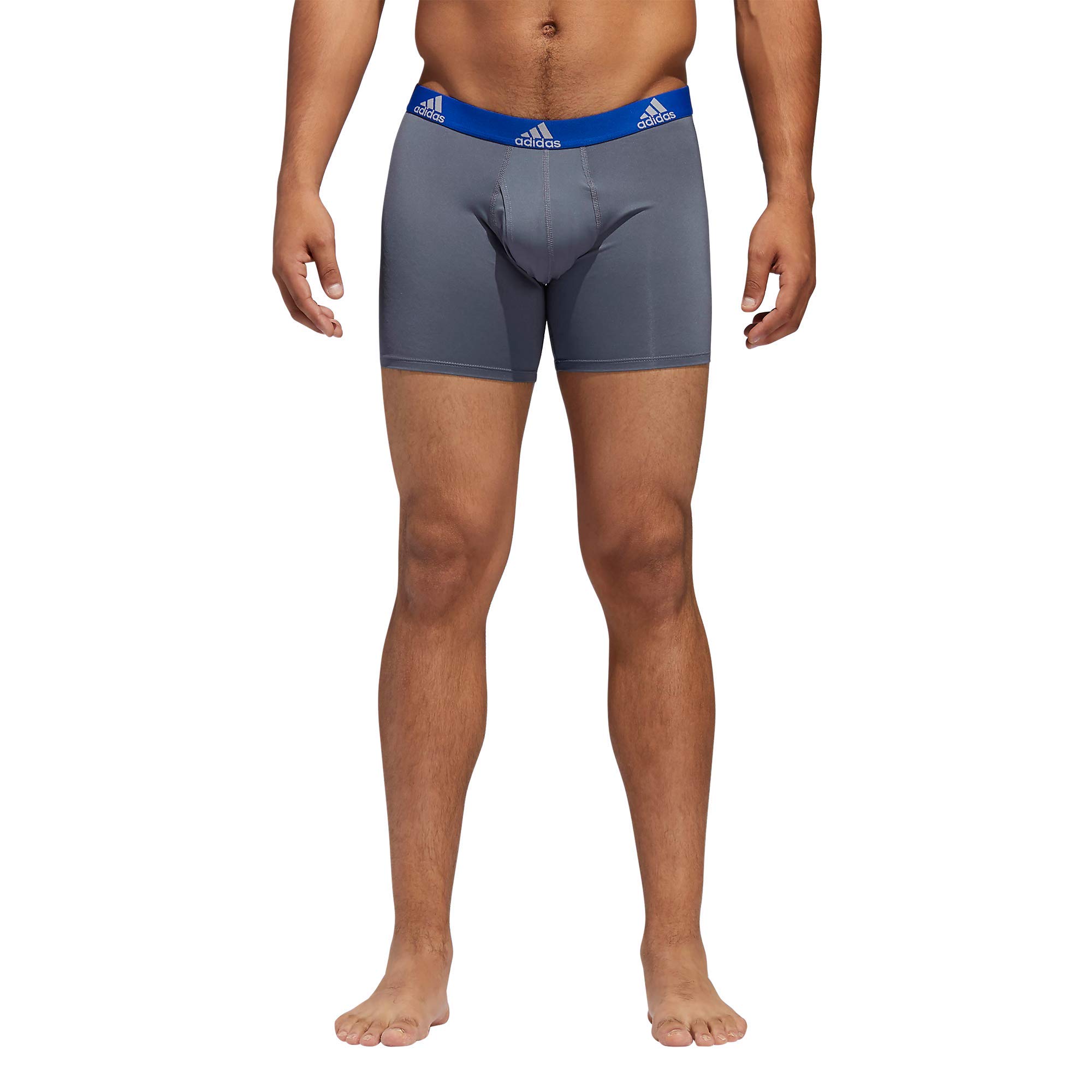 adidas Men's Microfiber Boxer Brief Underwear, Athletic fit (3-Pack), Onix Grey/Black/Collegiate Royal Blue/Performance, Large