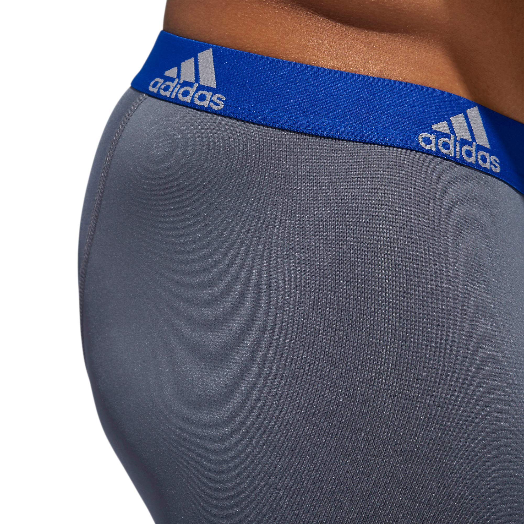 adidas Men's Microfiber Boxer Brief Underwear, Athletic fit (3-Pack), Onix Grey/Black/Collegiate Royal Blue/Performance, Large