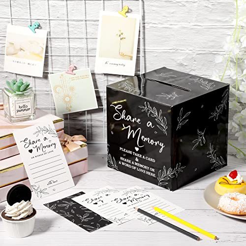 Pajean 50 Pcs Greenery Share a Memory Cards for Collections of Life, Memory Cards Box Guest Card Ideas for Funeral Graduation
