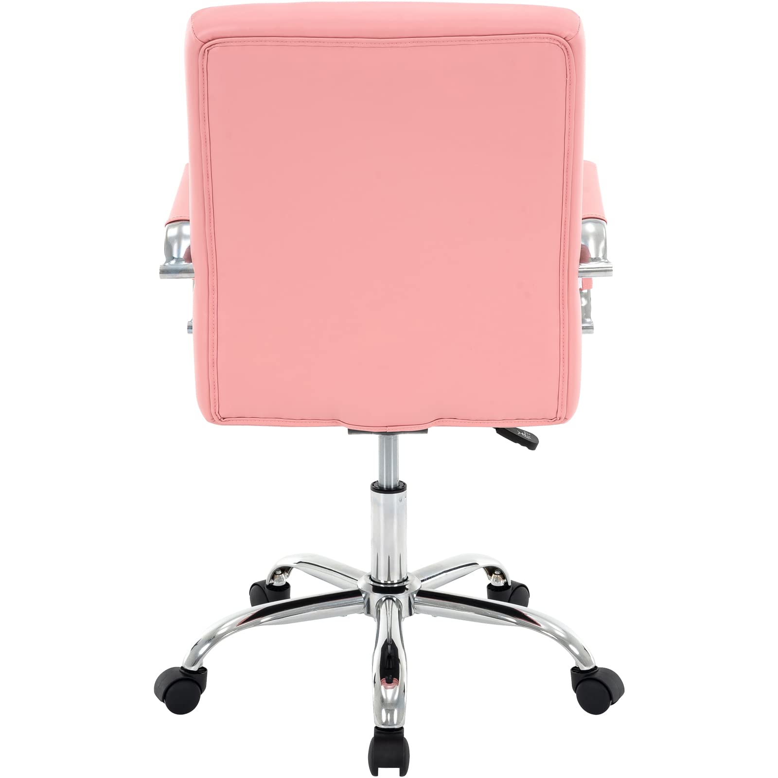 MFD LIVING High Back Desk Chair, Modern PU Leather Home Office Task Chair with Arms, Adjustable Swivel Computer Executive Chair with Wheels (Pink)