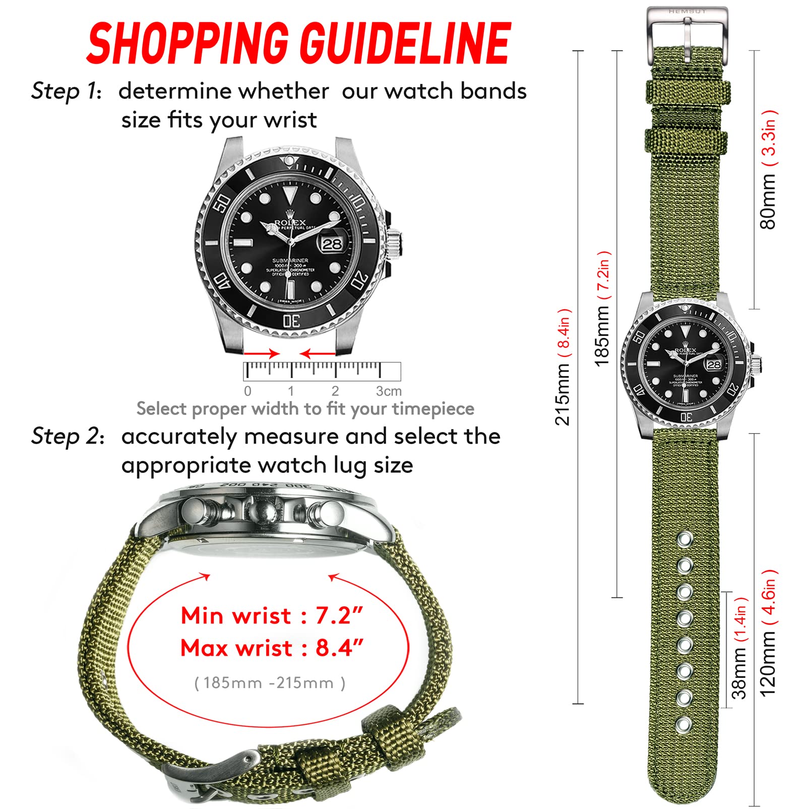 torbollo Men's Watch Bands,Quick Release 22mm Nylon Watch Strap, Soft Replacement Wrap Compatible with Smart Watch or Traditional Watch