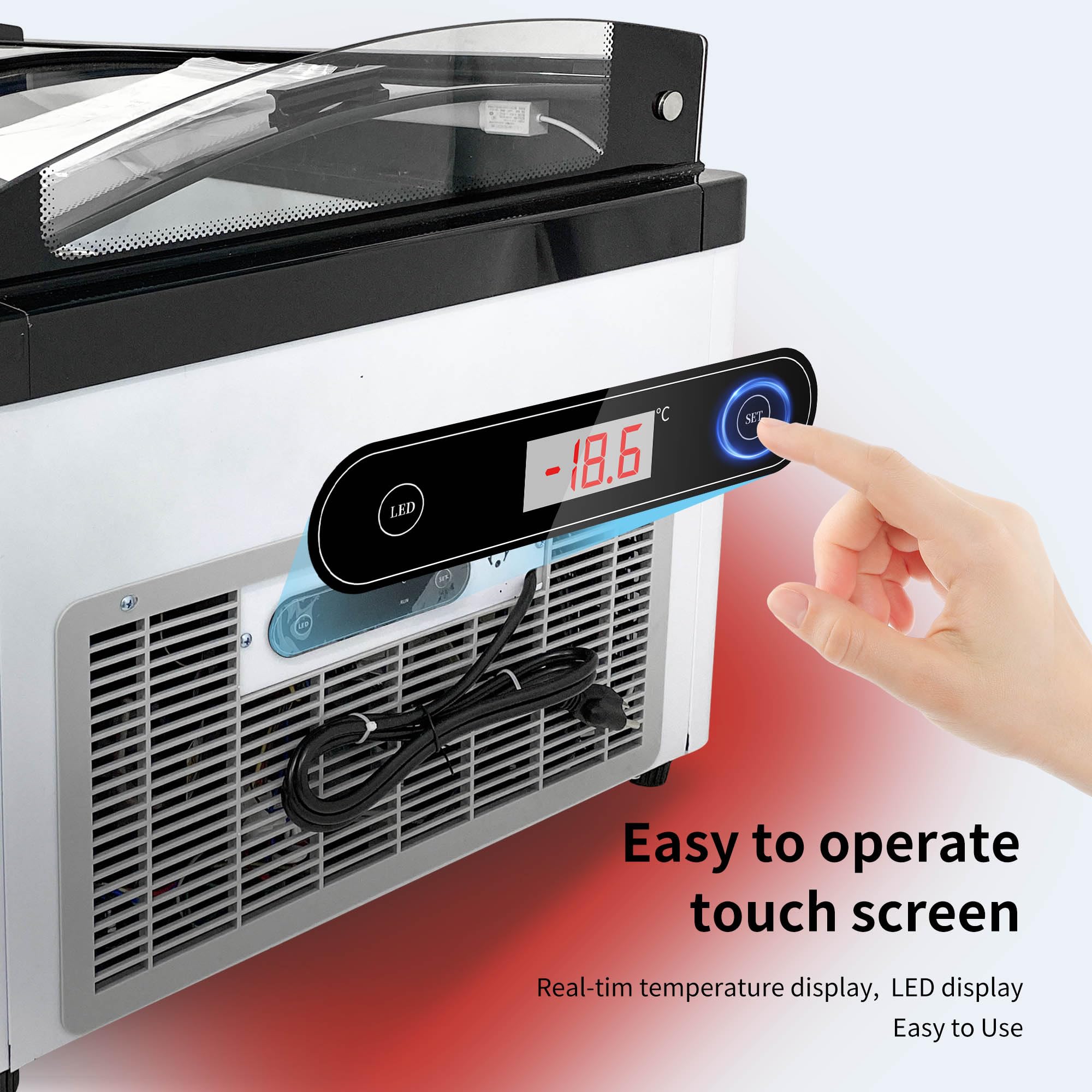 Yovtekc Countertop Gelato Display Freezer, Commercial Hard Ice Cream Showcase with 6 Square Storage Baskets, Gelato Freezer Showcase Fast Cooling with LED Light, White