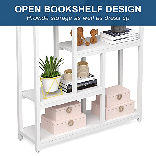 LITTLE TREE 78.7” Tall Bookshelf Industrial Bookcase for Living Room Home Office,White