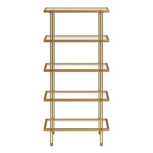 Henn&Hart 68" Tall Rectangular Bookcase in Brass, for Home Office, Living Room