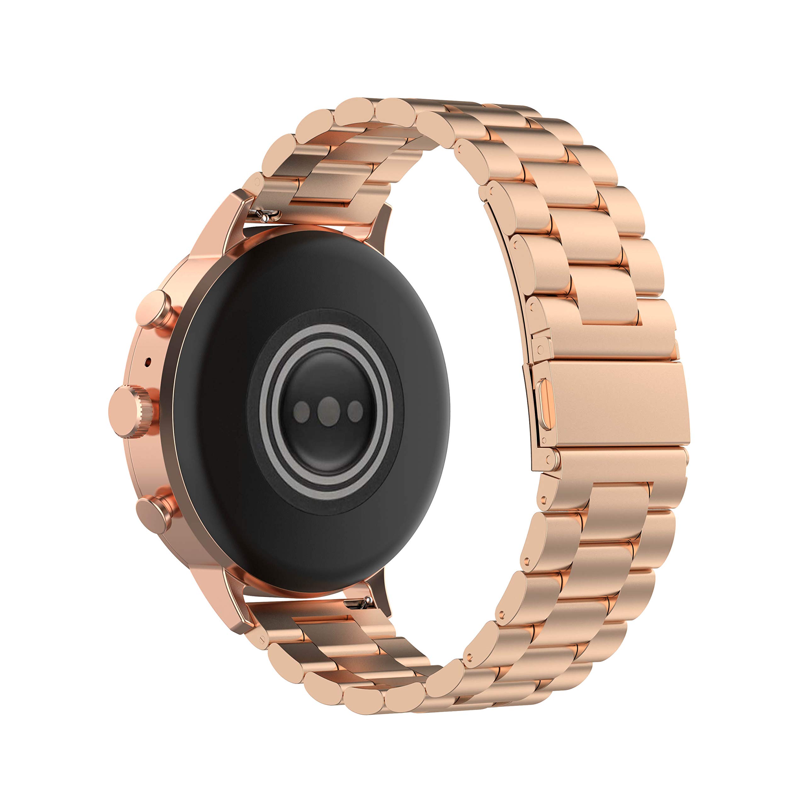 FitTurn Bands Compatible with FITVII Metal Stainless Steel Watch Band Replacement Classic Durable Solid Link Accessory Buckle Metal Strap Wrist Band for FITVII H86 Fitness Tracker (RoseGold)