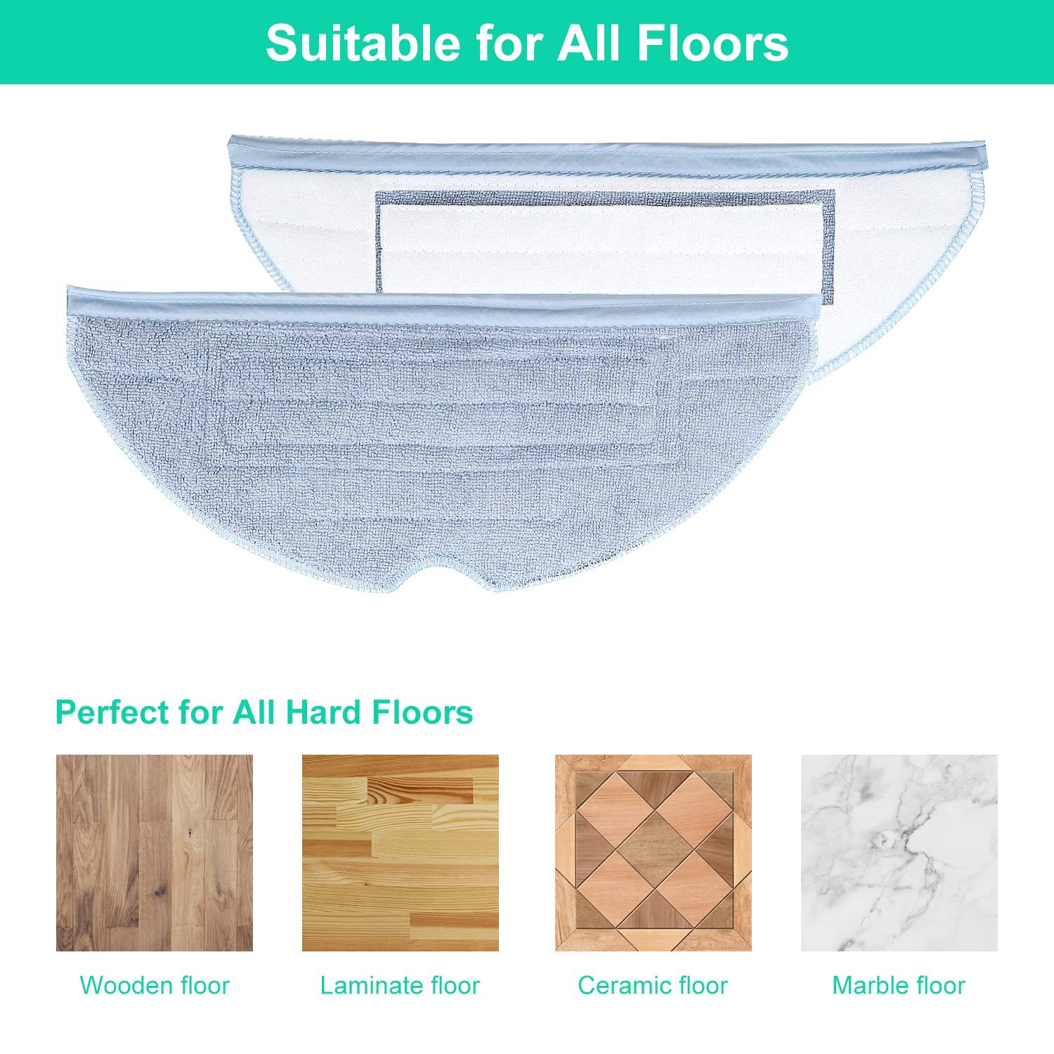 8Pcs Mop Cloth Pad for Xiaomi Roborock S7 S7 + S7 MaxV, S7 MaxV Plus, T7S T7 plus T7S plus Robot Vacuum Cleaners Microfiber Vacuum Mop Replacement Pads