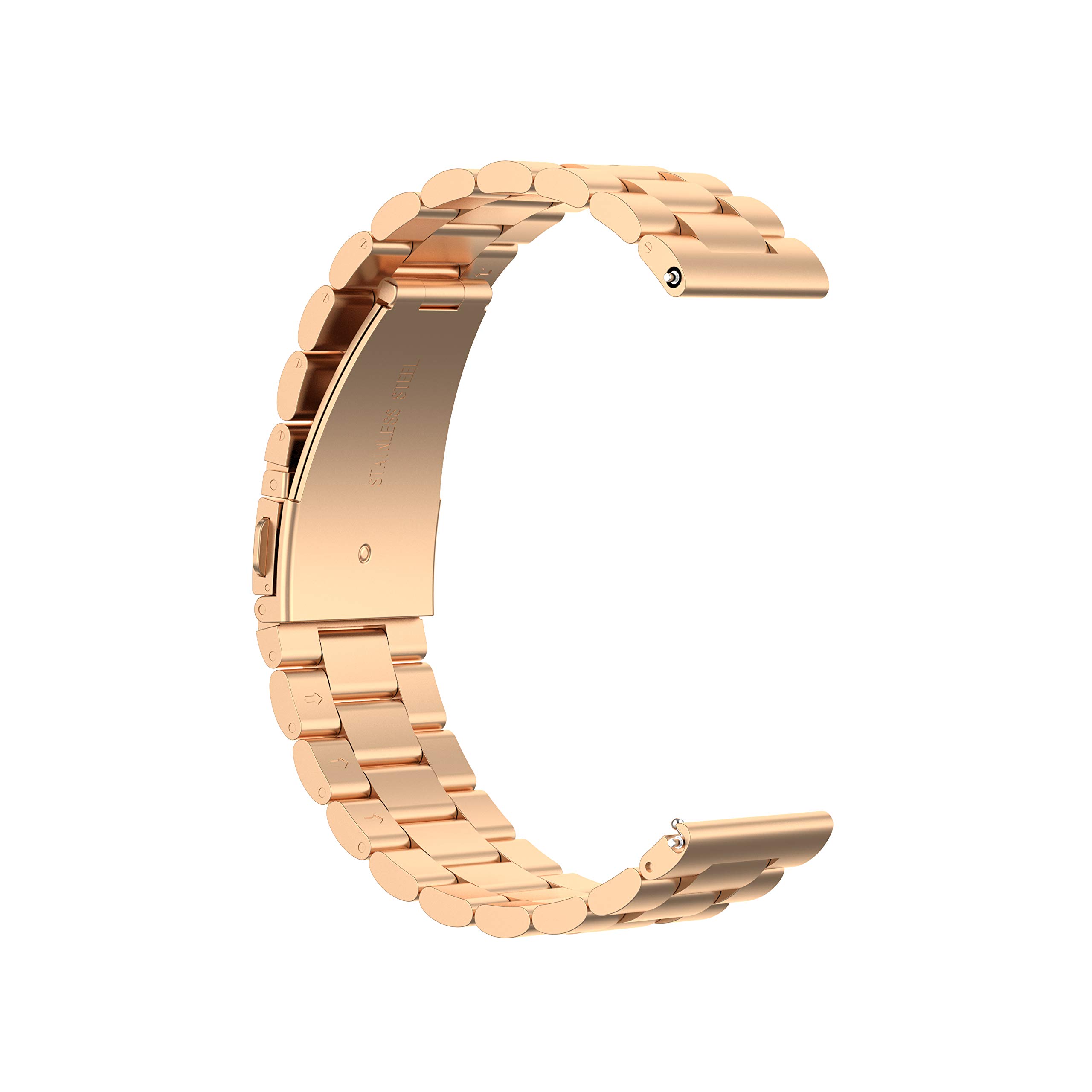 FitTurn Bands Compatible with FITVII Metal Stainless Steel Watch Band Replacement Classic Durable Solid Link Accessory Buckle Metal Strap Wrist Band for FITVII H86 Fitness Tracker (RoseGold)