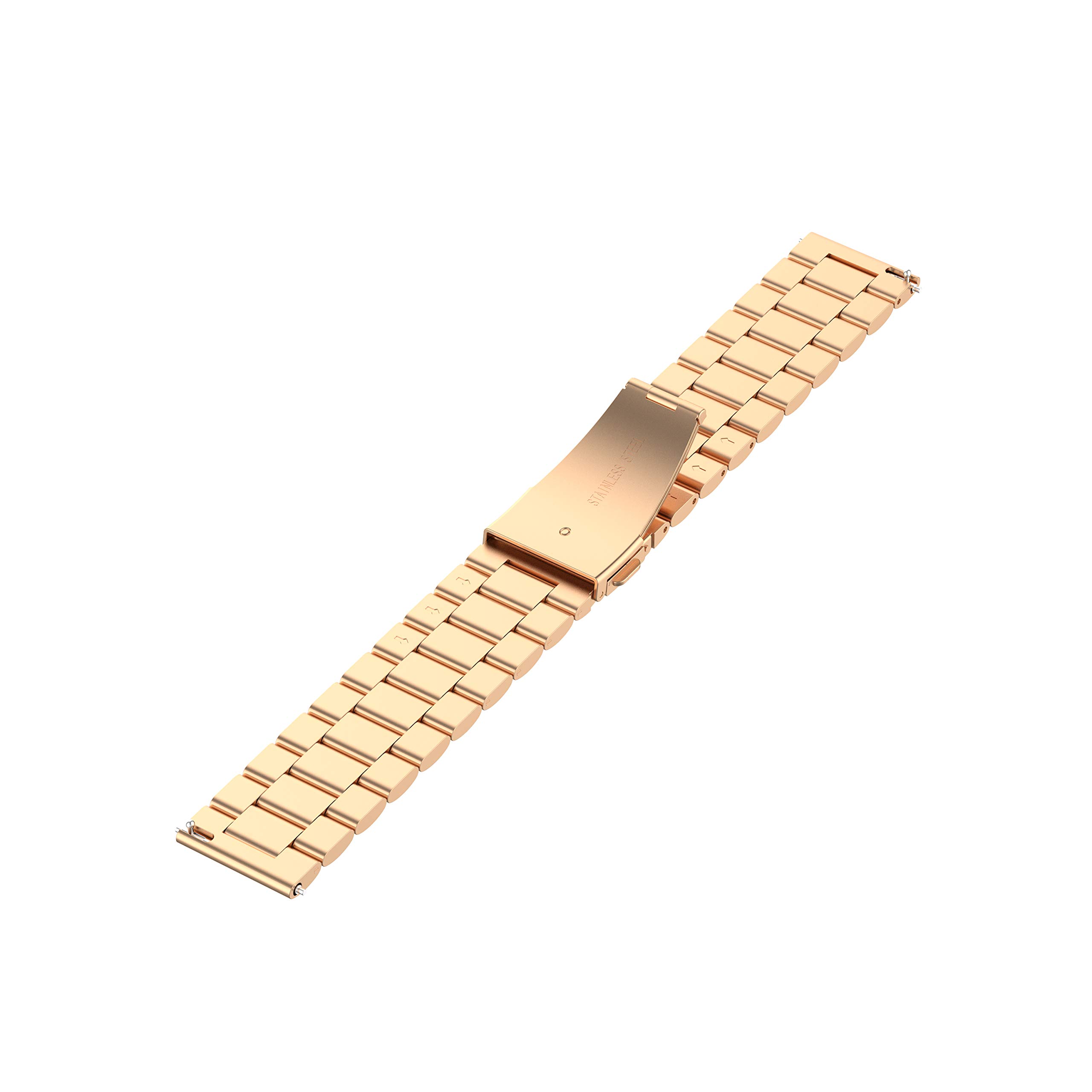 FitTurn Bands Compatible with FITVII Metal Stainless Steel Watch Band Replacement Classic Durable Solid Link Accessory Buckle Metal Strap Wrist Band for FITVII H86 Fitness Tracker (RoseGold)