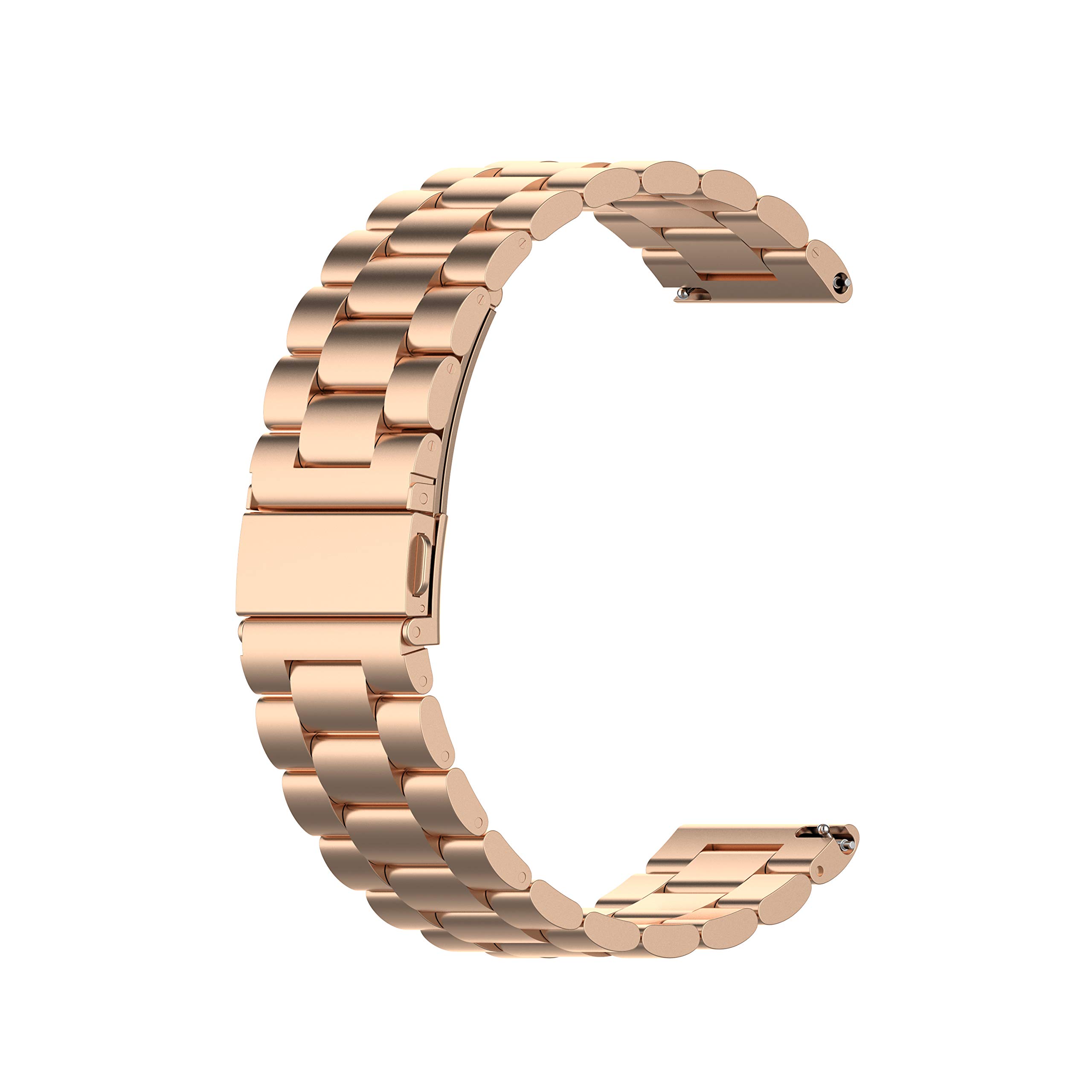 FitTurn Bands Compatible with FITVII Metal Stainless Steel Watch Band Replacement Classic Durable Solid Link Accessory Buckle Metal Strap Wrist Band for FITVII H86 Fitness Tracker (RoseGold)