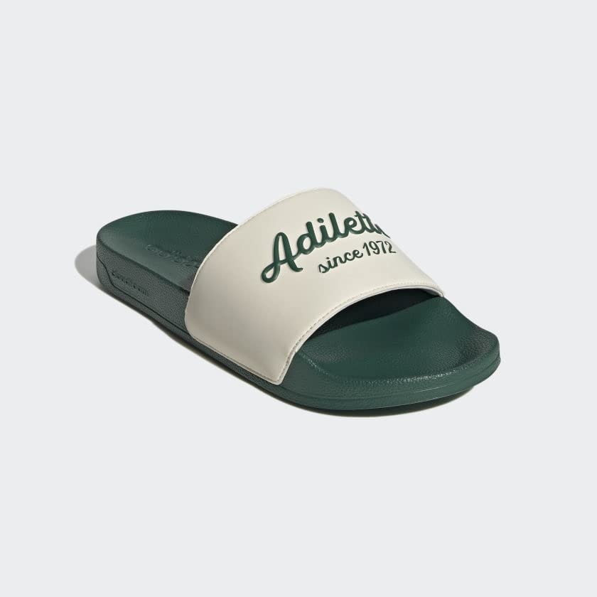 adidas Unisex Adilette Shower Slides Sandal, Wonder White/Collegiate Green/Collegiate Green, 8 US Men