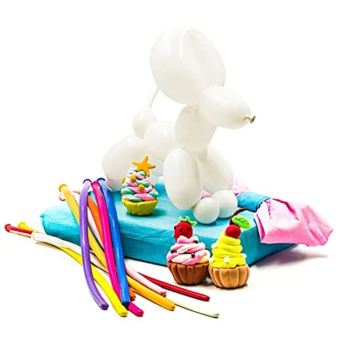 100 Pcs Long Balloons Twisting Balloons DIY 260 Latex Balloon Long Balloons for Birthday Wedding Decor, Party Decoration, Ties Balloons (White)