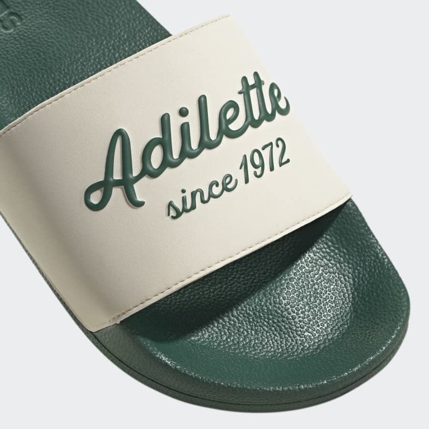 adidas Unisex Adilette Shower Slides Sandal, Wonder White/Collegiate Green/Collegiate Green, 8 US Men