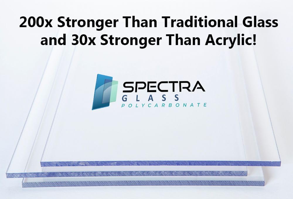 12"x18" (1/8") Spectra Glass Clear Polycarbonate Sheet. UV Coating on Both Sides. Impact and Weather Resistant. DIY, Arts, Crafts, Window Replacement. Sizes are Nominal Cut Within +-1/8". Made in USA