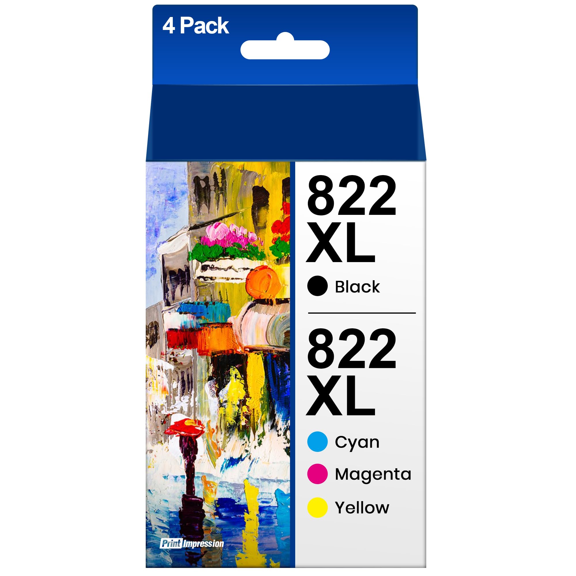 822XL Ink Cartridges Remanufactured Ink for Epson 822XL Ink Cartridges Combo Pack 822 T822 T822XL Printer Ink Work for Epson Workforce pro WF-3820 WF-3823 WF-4820 WF-4830 WF-4833 WF-4834(4 Pack:BKCMY)