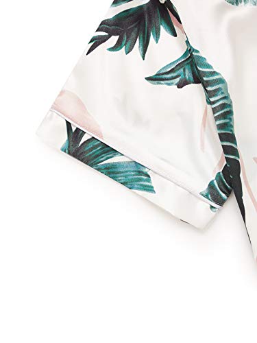 Floerns Women's Printed Two Piece Short Sleeve Sleepwear Long Pants Pajamas Sets A White S