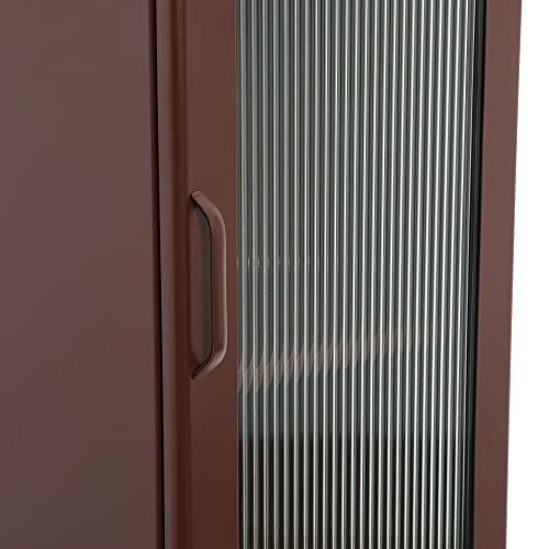 Creative Co-Op Solstice Metal Cabinet with Arched Glass Door, Brown