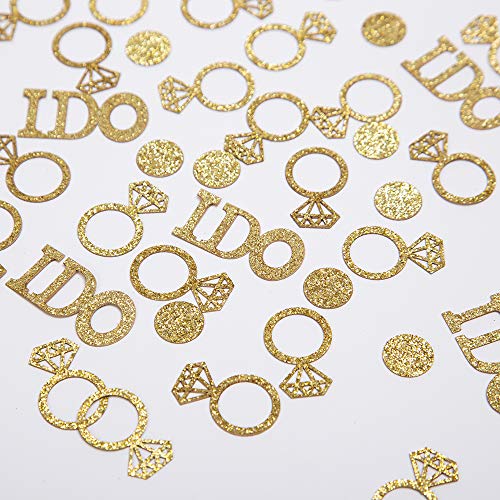 Gold Wedding Table Confetti ,Glitter Paper Diamond Ring Confetti, I Do Engagement Party Table Scatter,Bachelorette Bridal Shower Party Decorations