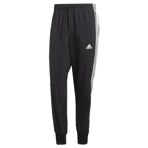 adidas Men's AEROREADY Essentials Woven 3-Stripes Cuffed Pants Black/White Medium
