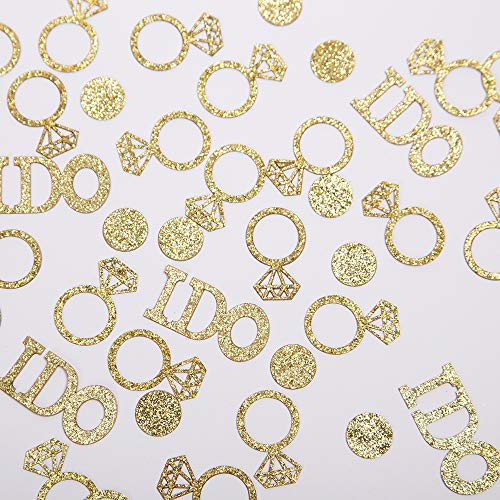 Gold Wedding Table Confetti ,Glitter Paper Diamond Ring Confetti, I Do Engagement Party Table Scatter,Bachelorette Bridal Shower Party Decorations