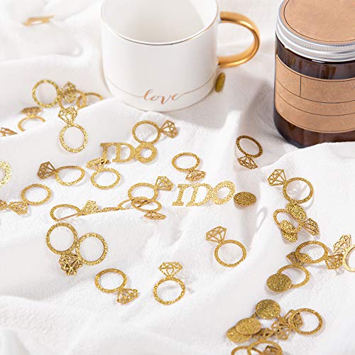 Gold Wedding Table Confetti ,Glitter Paper Diamond Ring Confetti, I Do Engagement Party Table Scatter,Bachelorette Bridal Shower Party Decorations