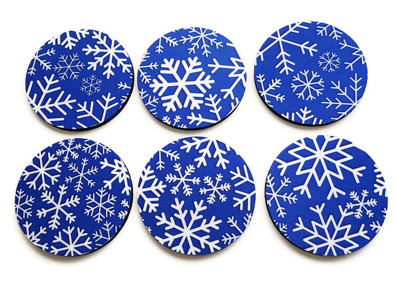 Snowflake Coasters Set of 4 or 6 Christmas Seasonal Holiday Decor Choice of Color