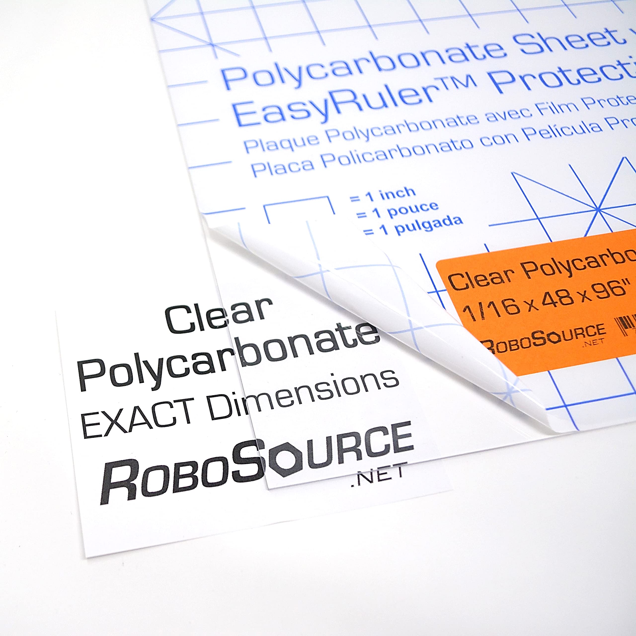 Polycarbonate Clear Plastic Sheet 40" x 48" X 0.0625" (1/16") Exact with EasyRuler Film, Shatter Resistant, Easy to Cut, Bend, Mold Than Plexiglass. Window Panel, Industrial, Hobby, Home, DIY, Crafts