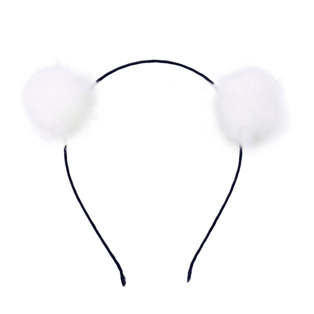 BAOPLAYKIDS BAOBAO Faux Fluffy Rabbit Fur Ball Cat Ears Panda Hair Hoop Headband Xmas Party Cosplay