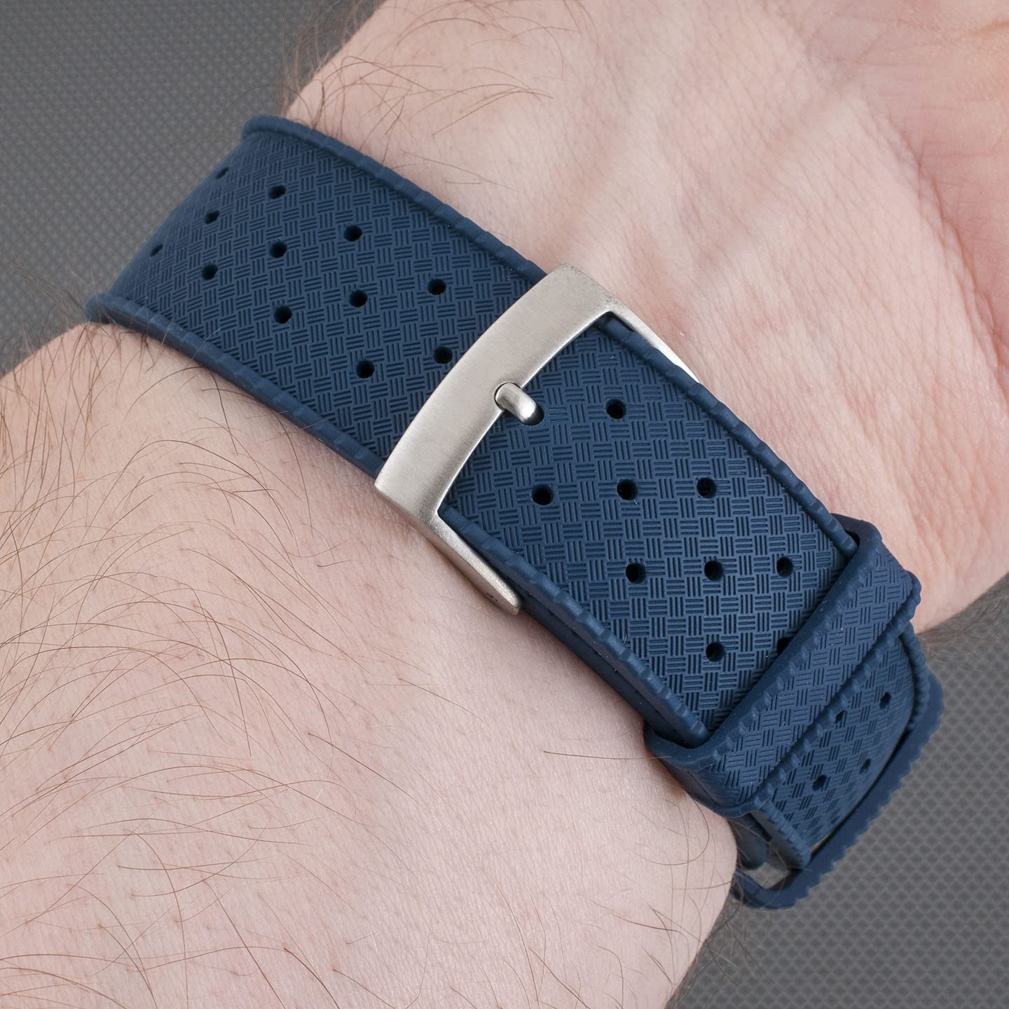 StrapHabit Quick Release Tropical Style FKM Rubber Watch Strap Band 18mm, 19mm, 20mm, 21mm, 22mm (Blue, 22mm)