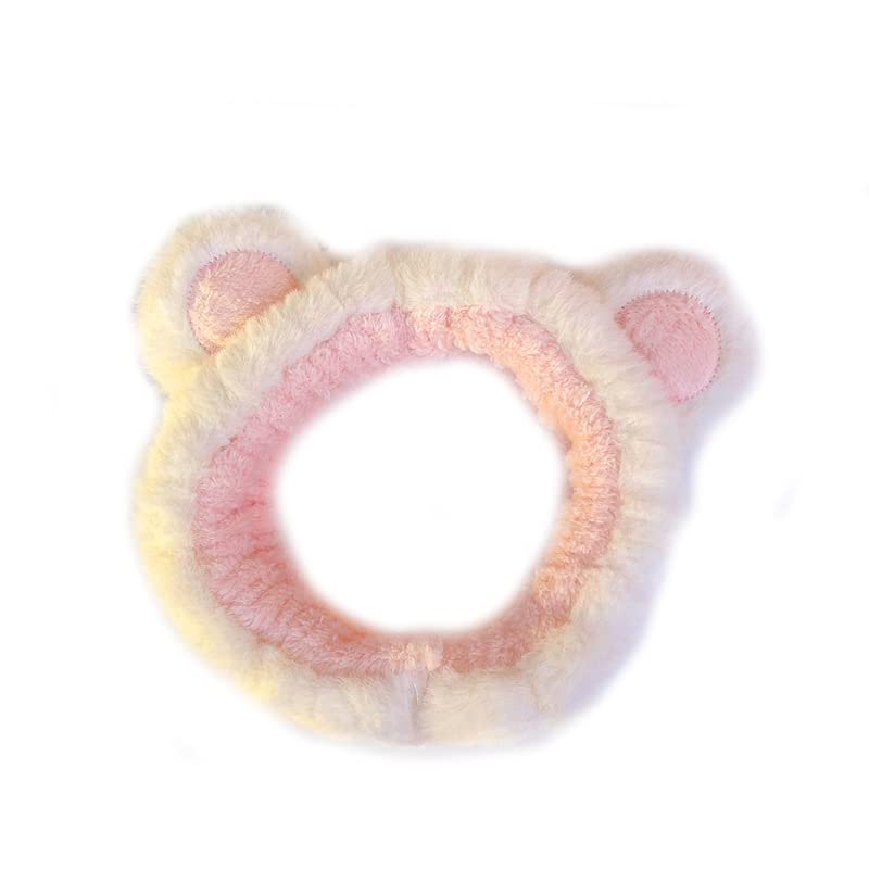 Hofar Bear Ears Fleece Hairband - Cartoon Creative Hair Accessory (Bear-White)