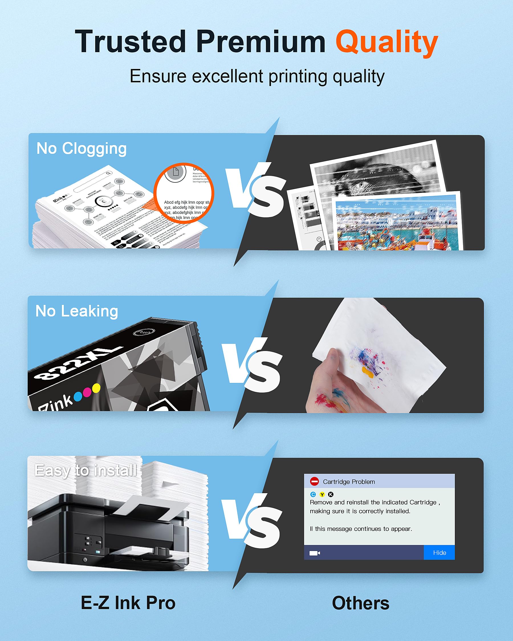 E-Z Ink Pro 822XL Ink Cartridges Remanufactured Replacement for Epson 822XL Black Printer Ink for Workforce Pro WF-3823 WF-4833 WF-4830 WF-4820 WF-4830 Epson WF-3820 Printer Ink Cartridges (2 Black)