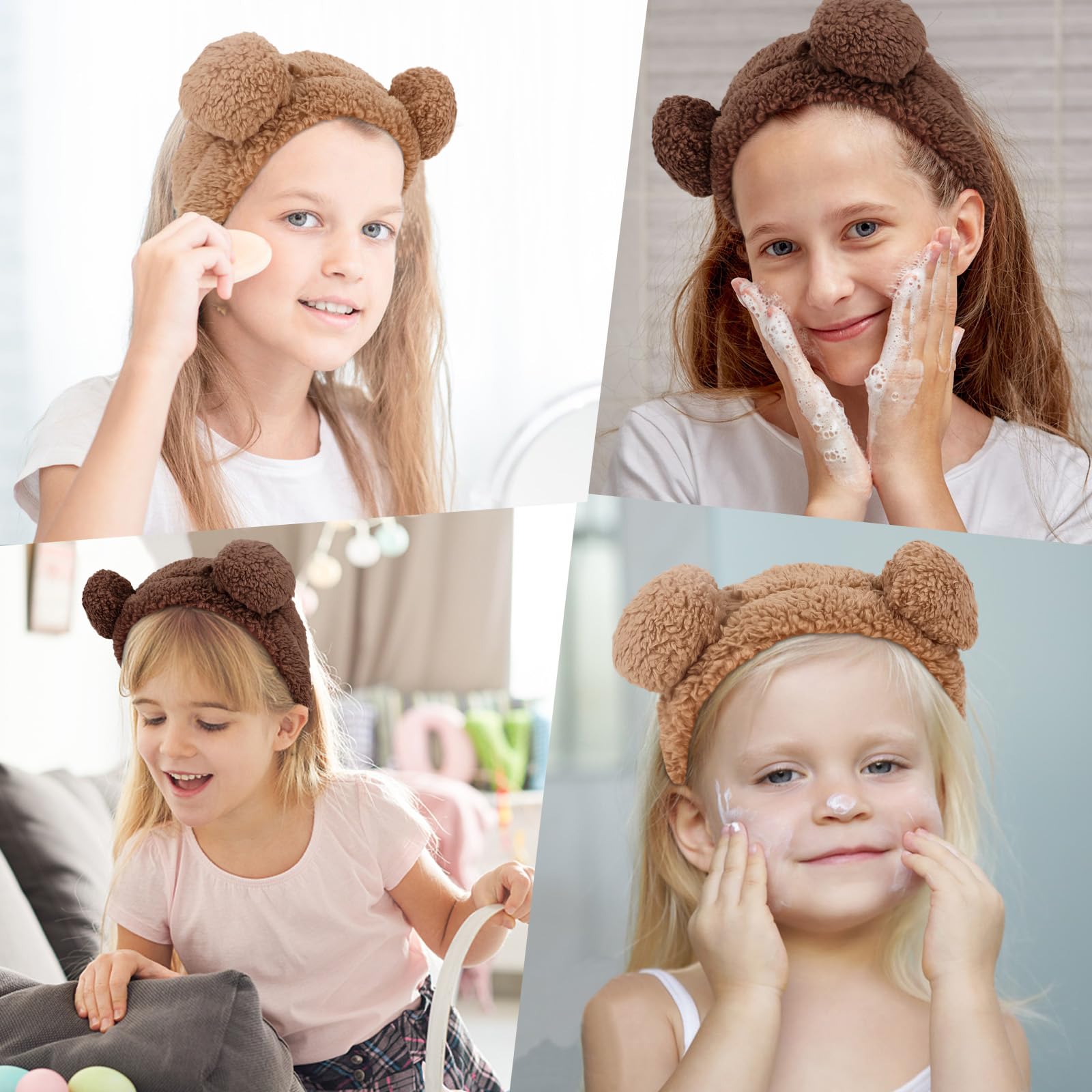 Casoty 2 Pcs Bear Ears Headbands, Animal Ear Headband, Skin Care Headbands Cute, Spa Headband for Party Cosplay Makeup Washing Face
