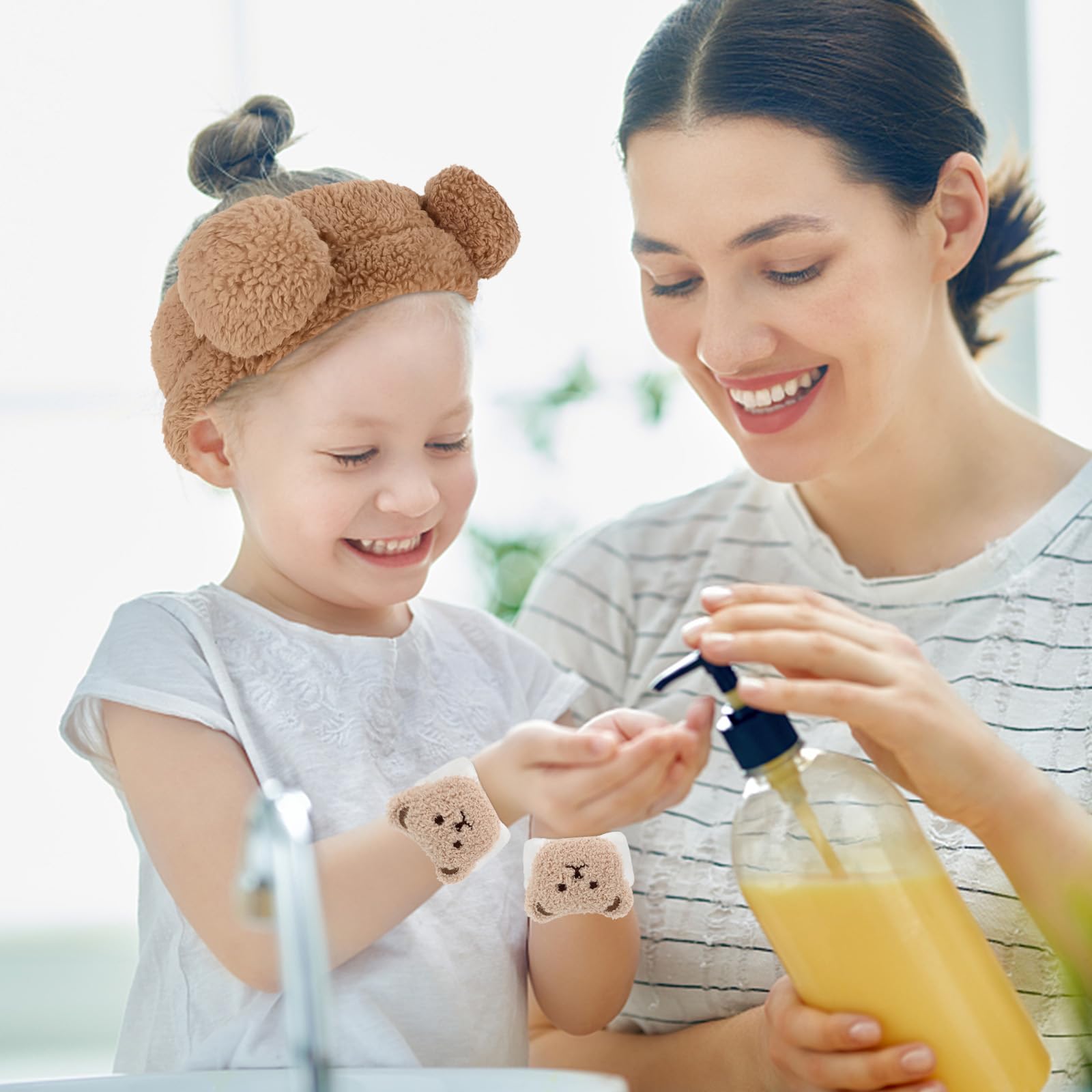 Casoty 2 Pcs Bear Ears Headbands, Animal Ear Headband, Skin Care Headbands Cute, Spa Headband for Party Cosplay Makeup Washing Face