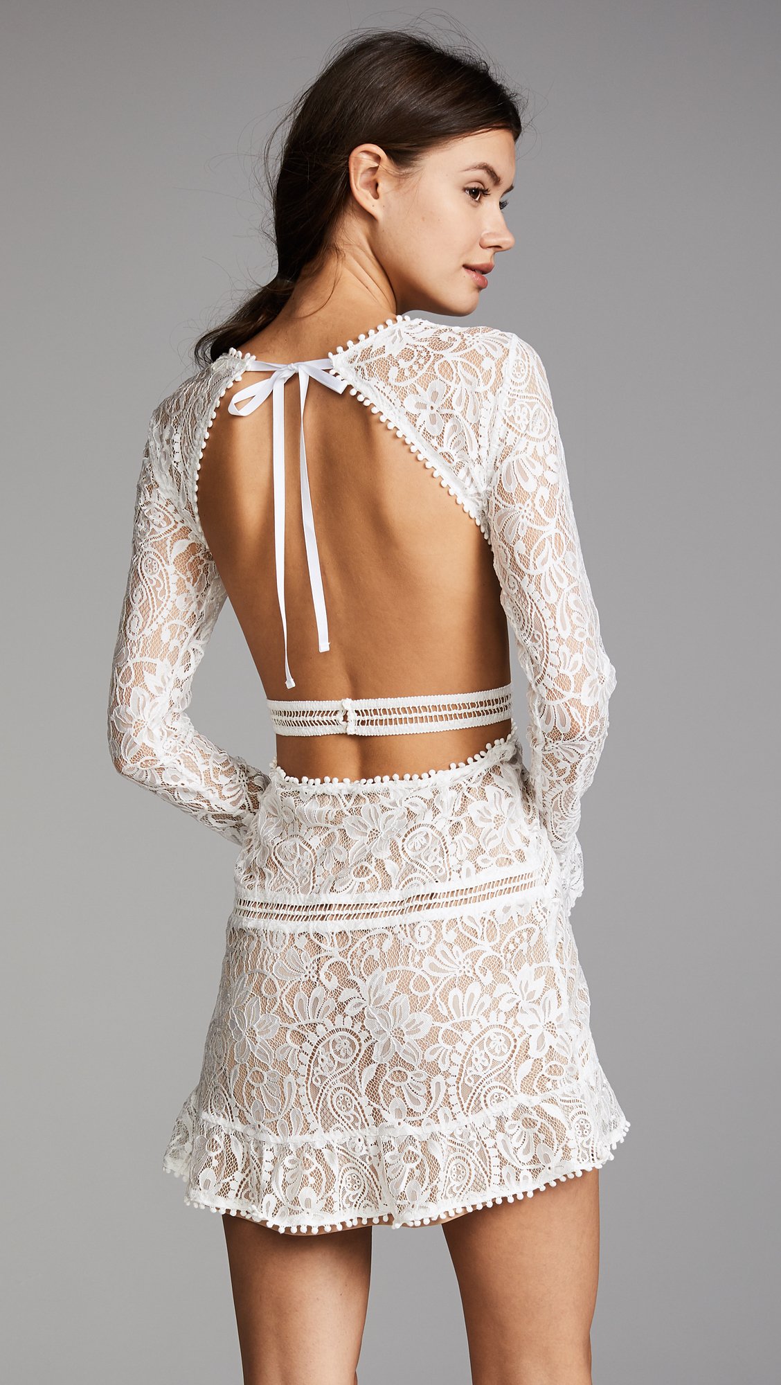 For Love & Lemons Women's Emerie Cutout Dress, White, XS