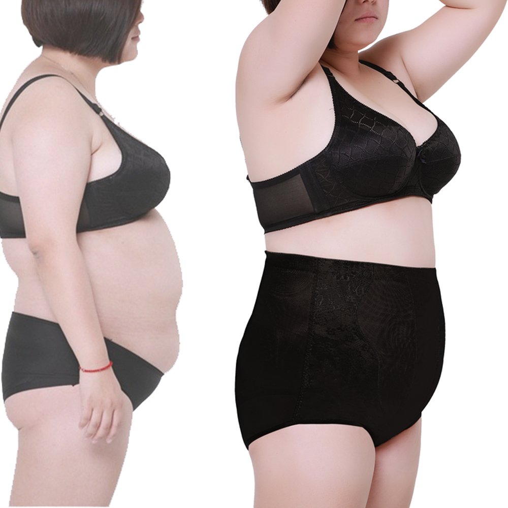 Max Shape Women's High Waist Tummy Control Silm Panty Plus Size Control Panties Black 6XL