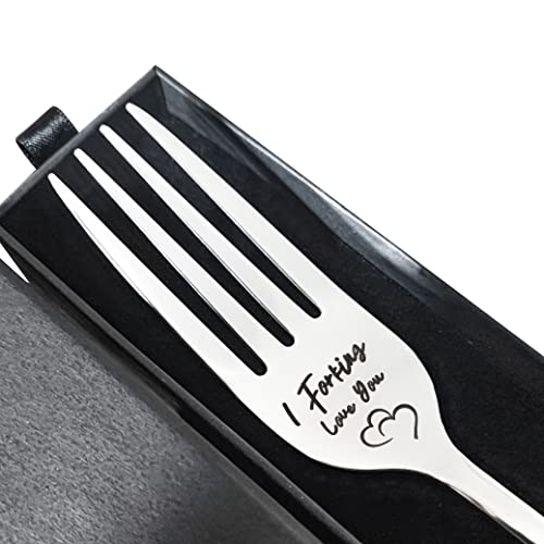 I Forking Love You 7.78'' Laser Engraved Forks Comes in Gift Box, Stainless Steel Fork, I Love You Gifts for Her or Him, Father's Day Mother's Day Valentine's Day Gift