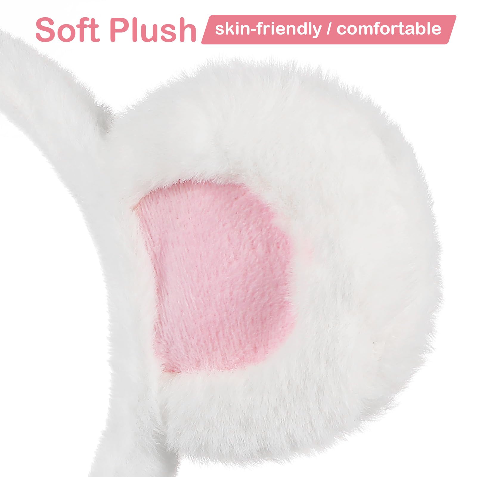 SOLUSTRE Bear Ears Headband Cloth Bear Face Wash Headband Adorable Head Wear for Women and Kids, White