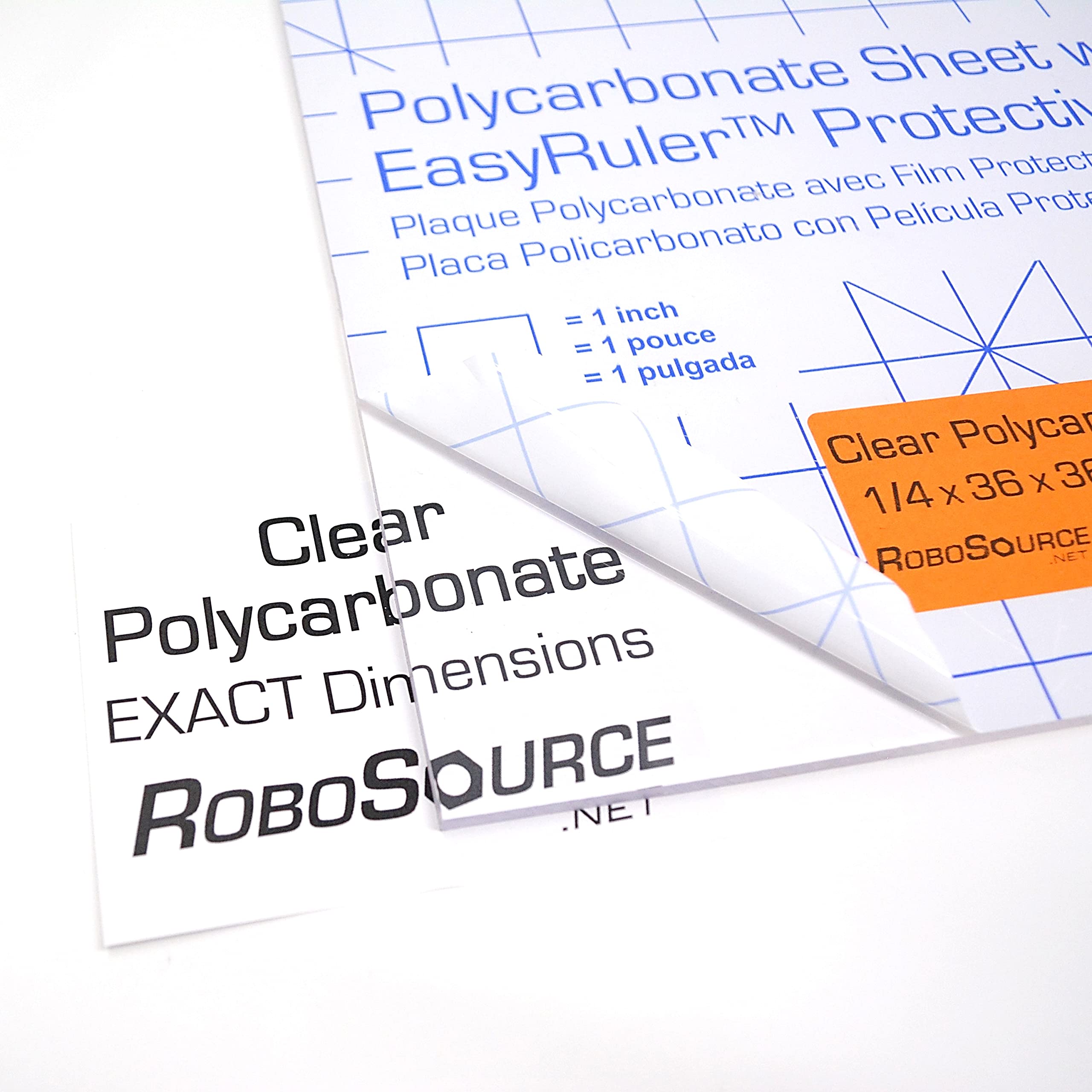 Polycarbonate Clear Plastic Sheet 36" X 36" X 0.236" (1/4") Exact with EasyRuler Film, Shatter Resistant, Easier to Cut, Bend, Mold Than Plexiglass. Window Panel, Hobby, Home, DIY, Industrial, Crafts