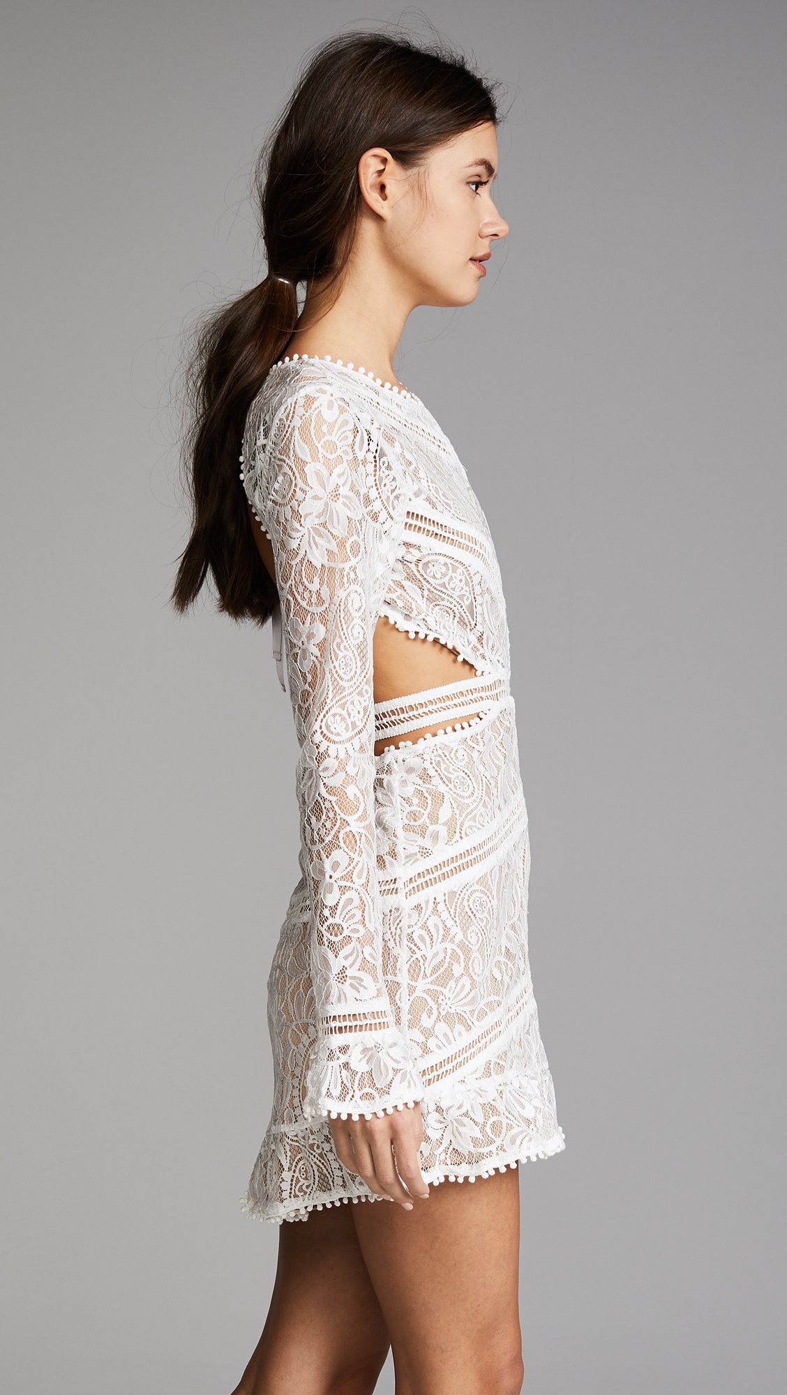 For Love & Lemons Women's Emerie Cutout Dress, White, XS