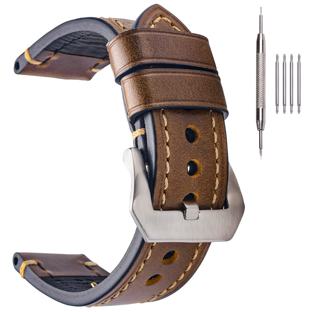 EACHE Leather Watch Bands Handmade Genuine Leather Watch Straps Vintage Design Classical Thick Watch Bands 20mm