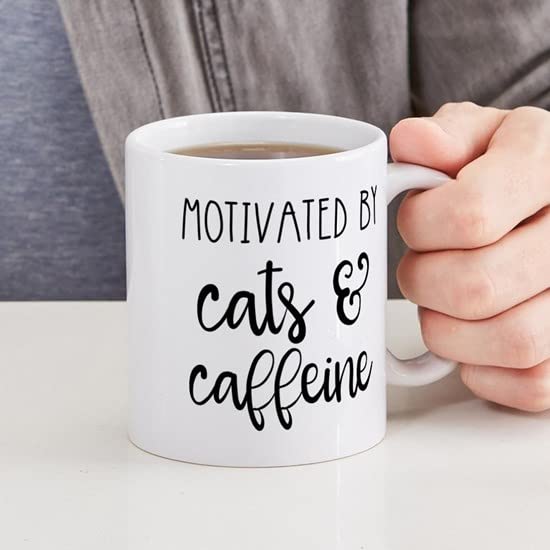 CafePress Motivated By Cats And Caffeine Mugs Ceramic Coffee Mug, Tea Cup 11 oz