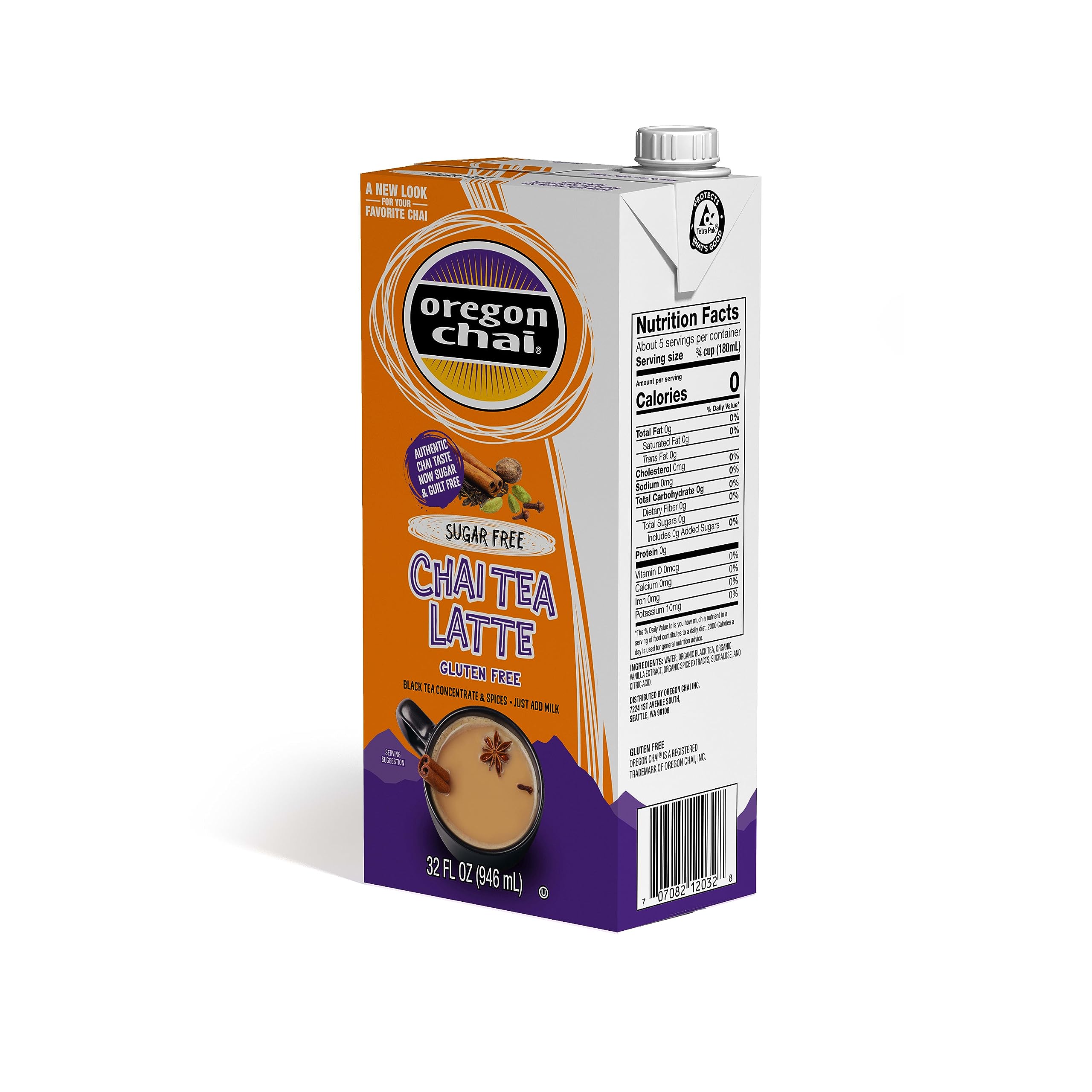 Oregon Chai Sugar Free Chai Concentrate, 32 Fluid Ounce (Pack of 1)