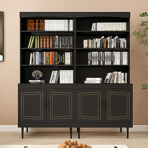 QEIUZON 6-Shelf Bookcase, Bookshelves Floor Standing Display Storage Shelves Bookcase Home Decor Furniture for Home Office, Living Room (Black)