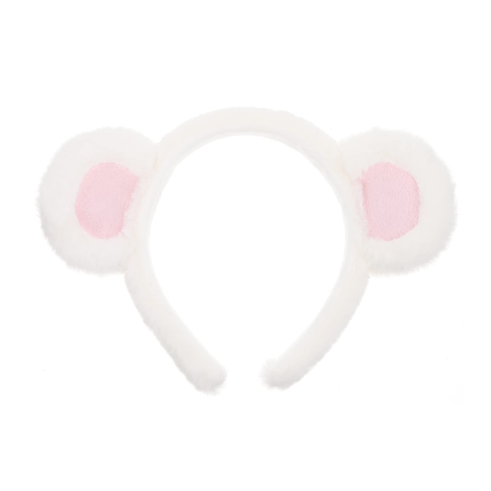 SOLUSTRE Bear Ears Headband Cloth Bear Face Wash Headband Adorable Head Wear for Women and Kids, White