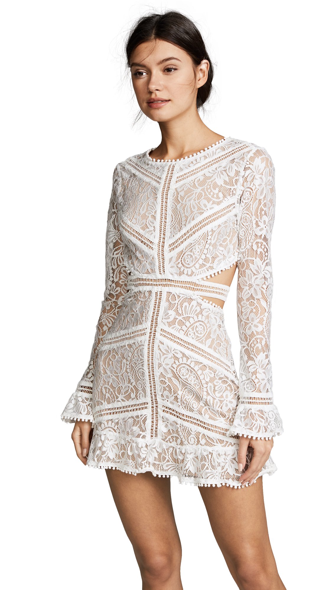 For Love & Lemons Women's Emerie Cutout Dress, White, XS
