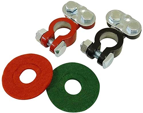 EACCESSORIES EA Universal Negative (-) & Positive (+) Battery Cable Terminal Top Post Connectors Clamps (Durable&Adjustable Quick Release Assortment Set Kit) for Car Truck Van Boat Yacht RV Automotive