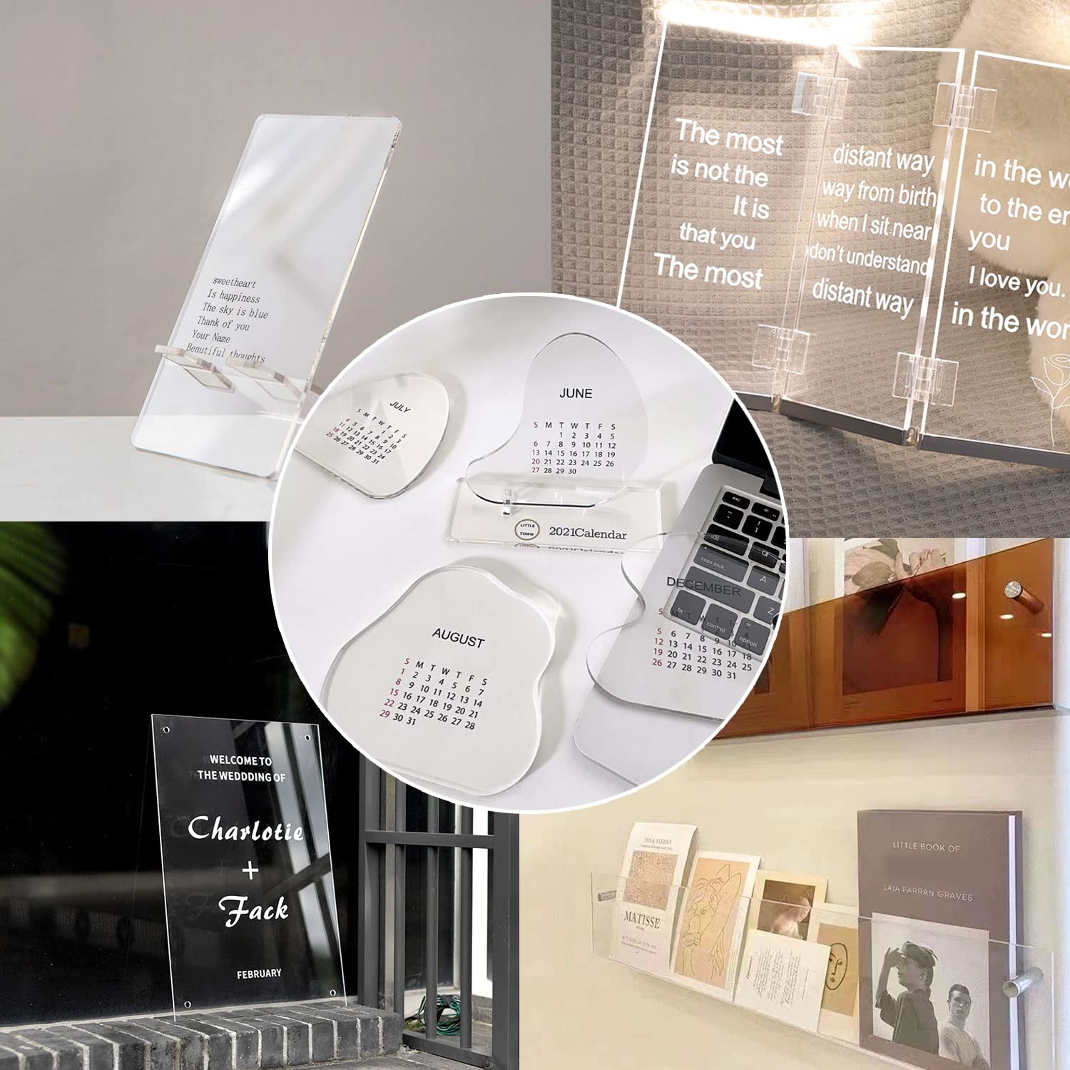 6Pcs Clear Acrylic Sheet, 8" x 10" x 0.08” Thick (Around 2mm) Transparent Acrylic Panel, Clear Plexiglass Sheets with Protective Film for Signs, DIY Display Projects, Christmas Presents, Craft